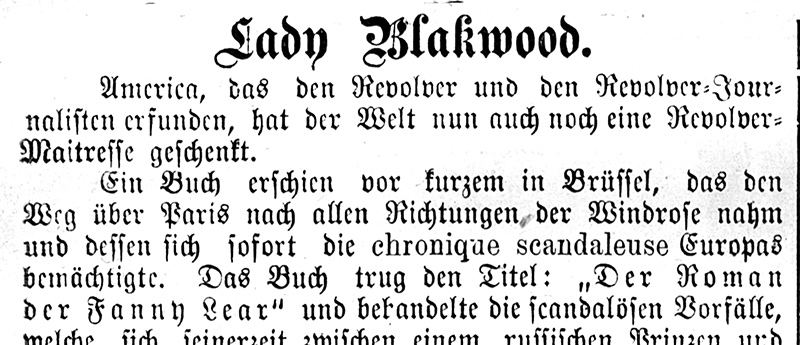 Lady Blakwood alias Fanny Lear Nikolaus Konstantinowitsch Stur K&K Der ...
