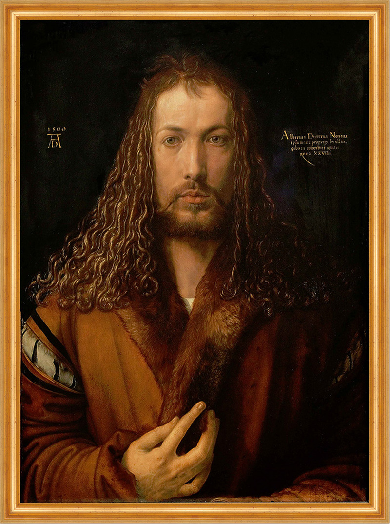 Selbstbildnis im Pelzrock Albrecht Dürer lange Haare Porträt Bart LW H ...